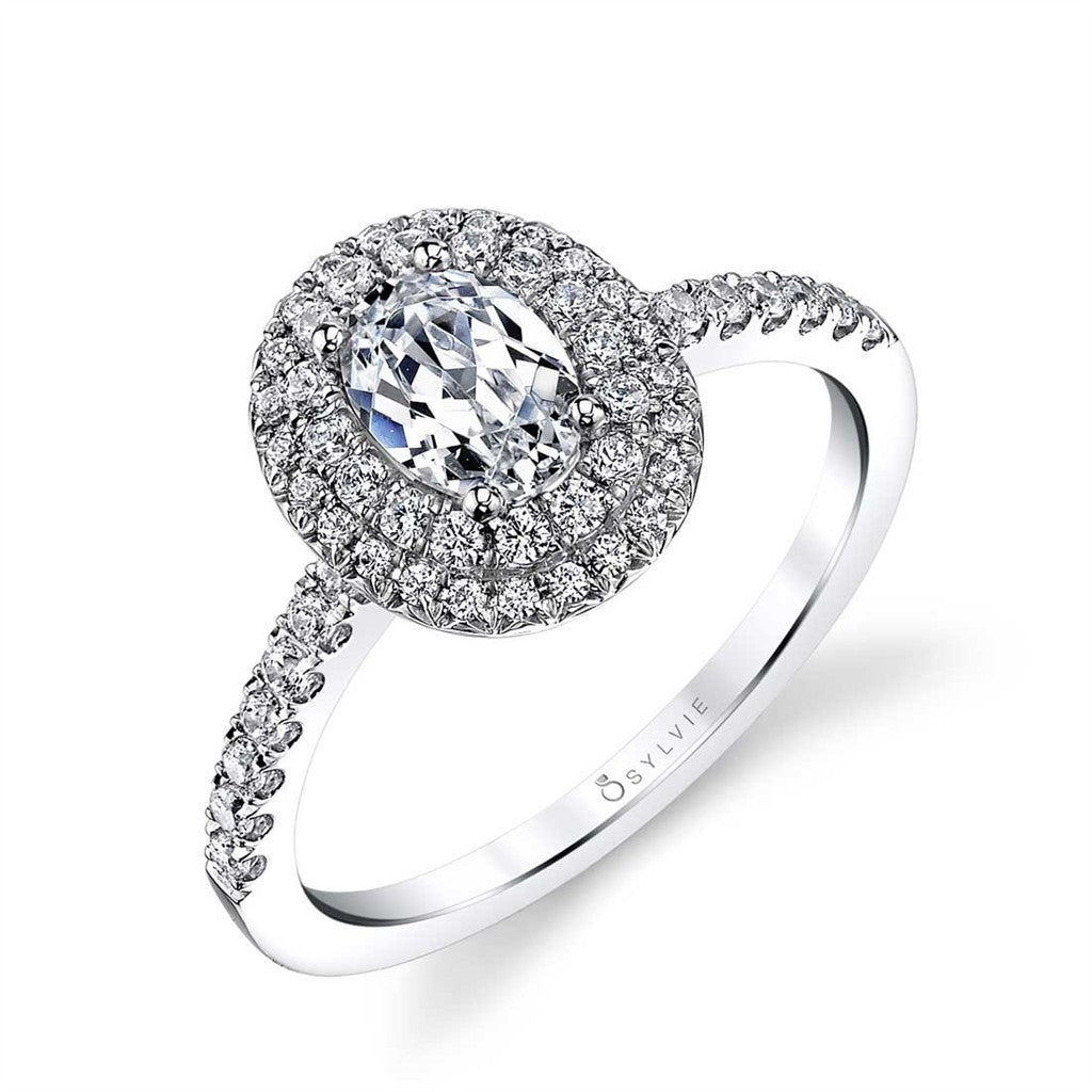 Oval Cut Double Halo Engagement Ring - Claudia